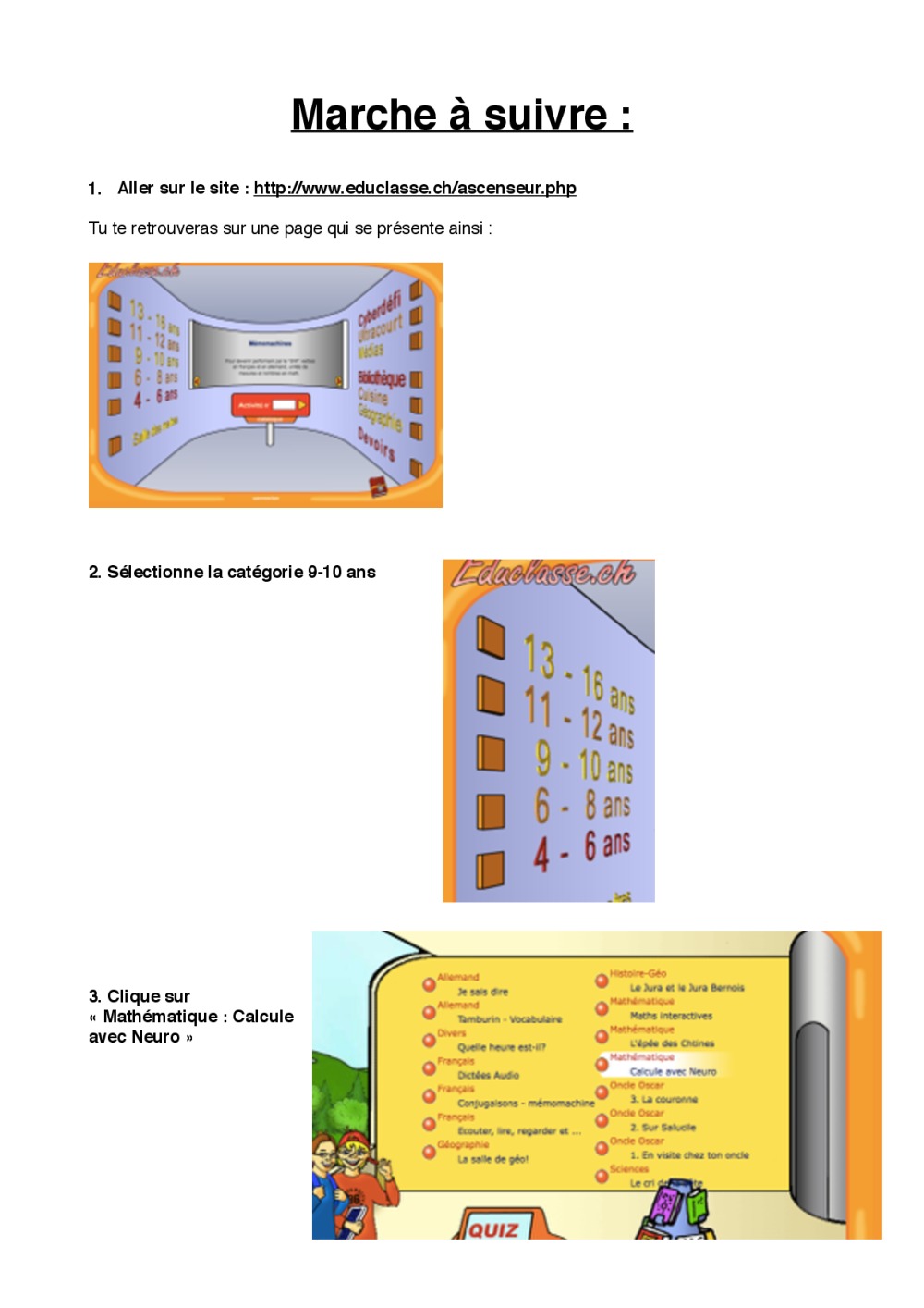 Marche à suivre pour le didacticiel educlasse.ch | BDRP